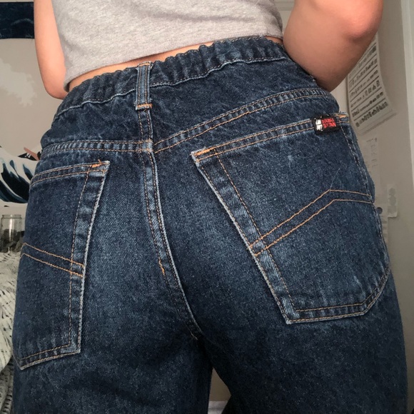 Double Swan | Jeans | Double Swan Navy Blue Mom Jeans | Poshmark